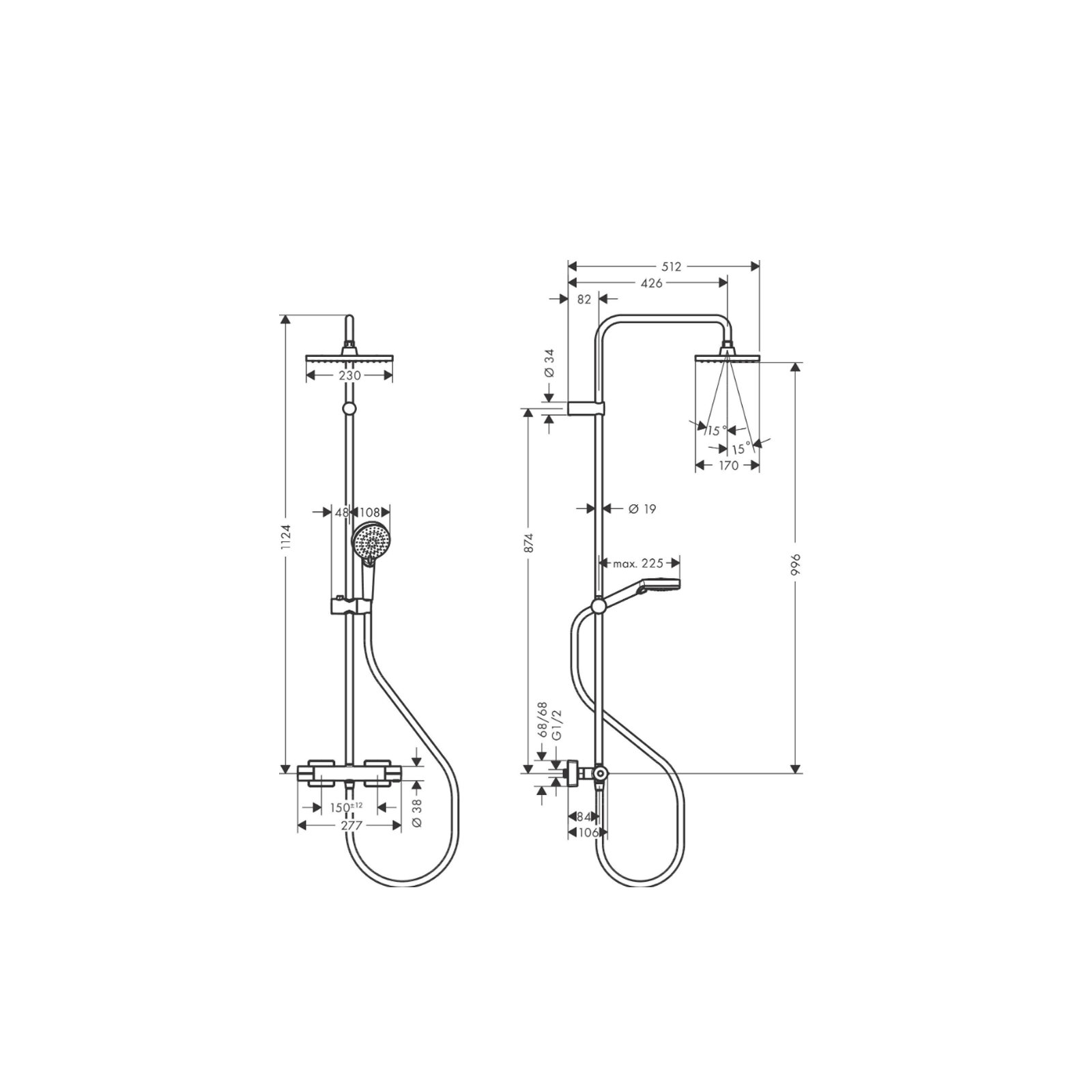 Душевая система Hansgrohe Vernis Shape 26286000 230 термостат — купить ...